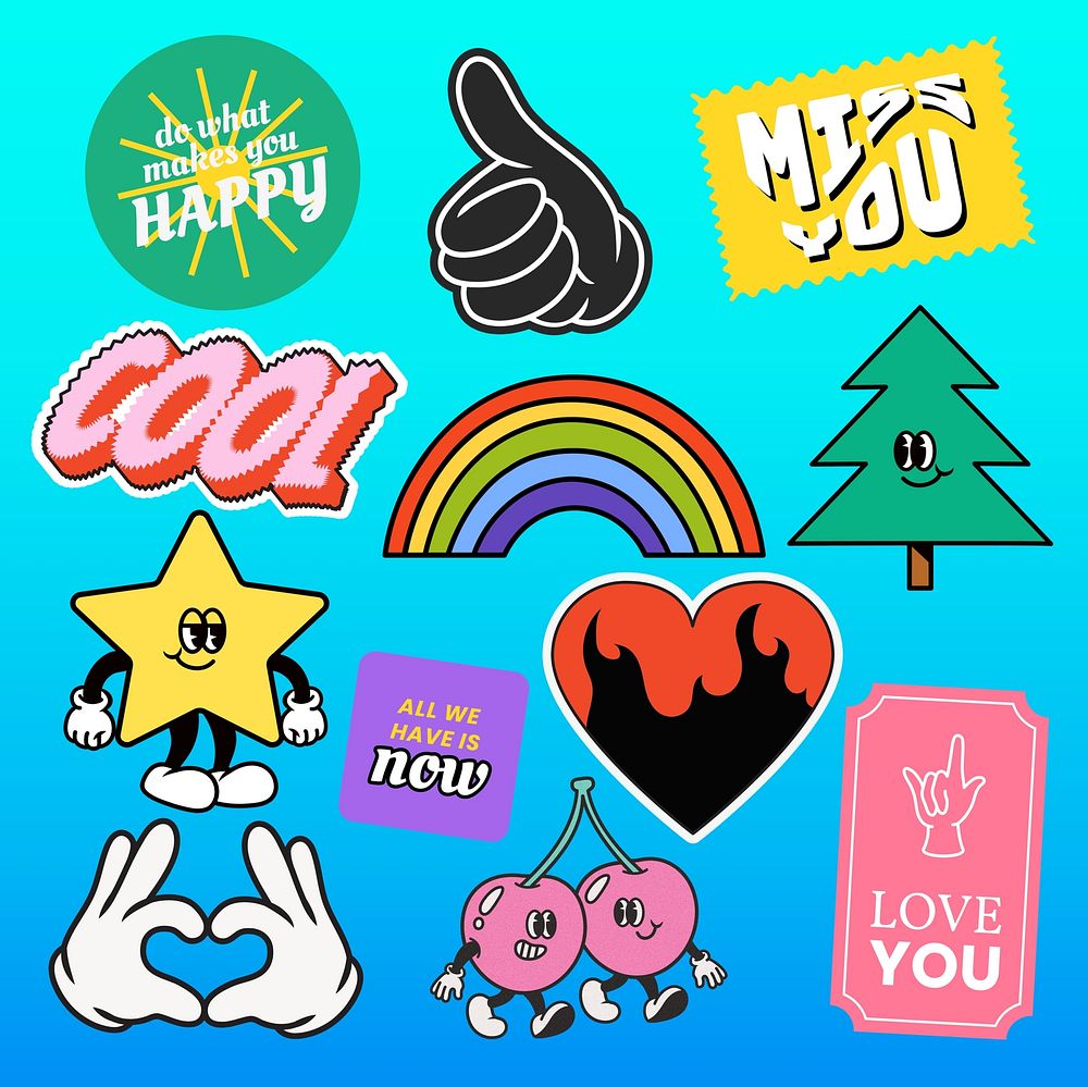 Colorful, playful, sticker collection design | Free Photo - rawpixel