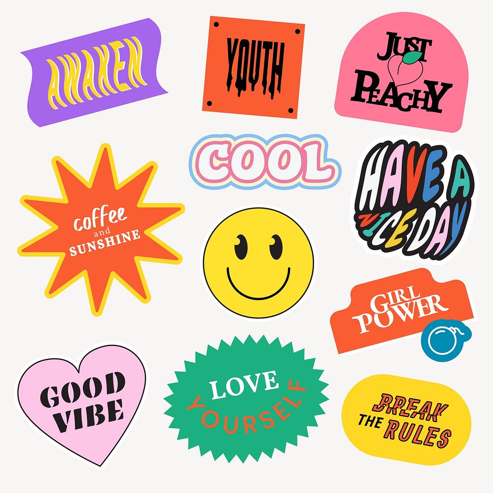 Colorful motivational sticker collection design | Free Photo - rawpixel