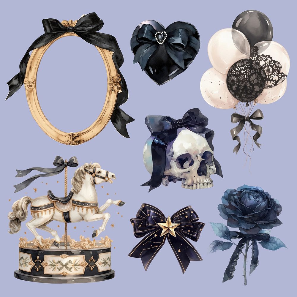 Black coquette design element set | Free Photo - rawpixel