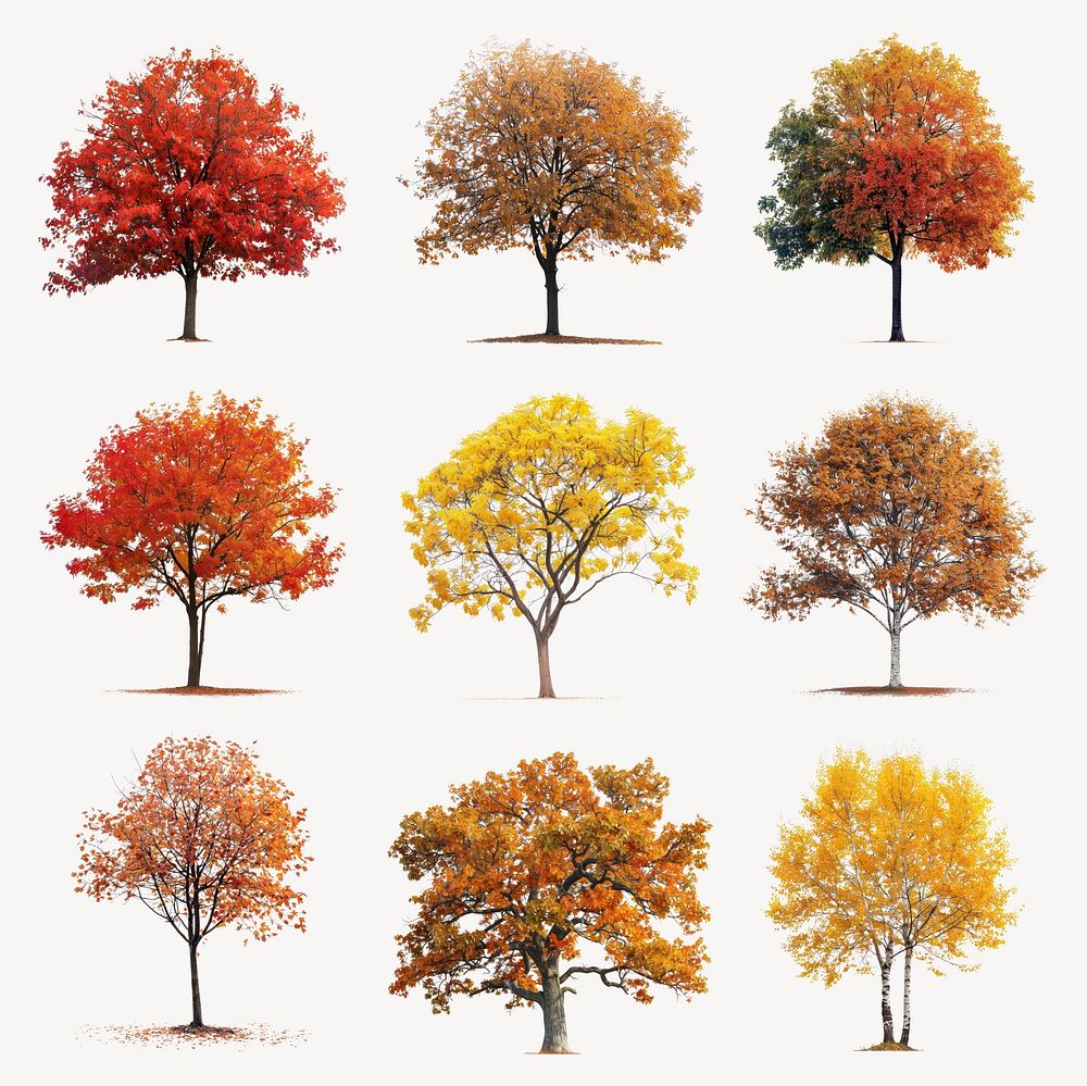 Autumn tree design element set | Free Photo - rawpixel