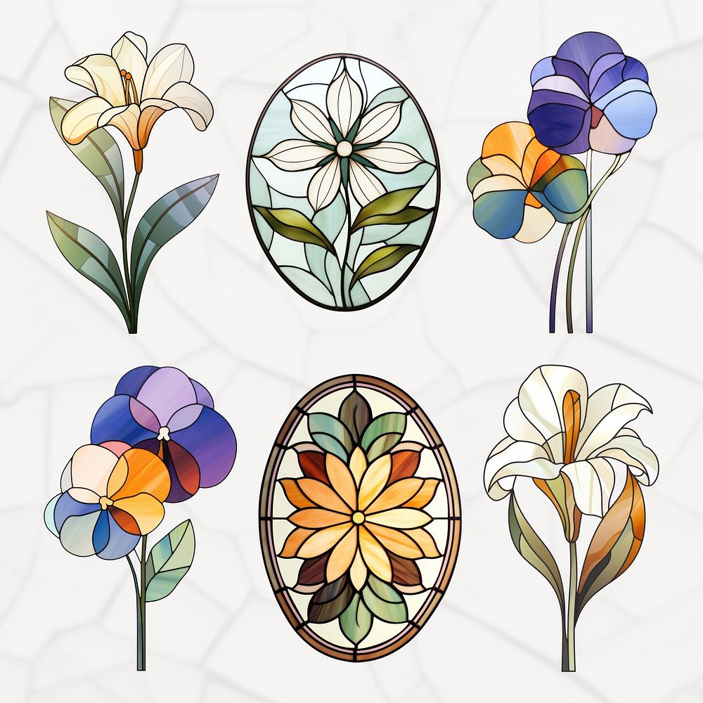 Floral stained glass design element | Free Photo - rawpixel