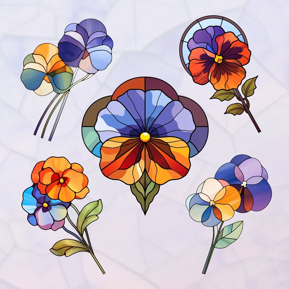 Pansy floral stained glass design | Free Photo - rawpixel