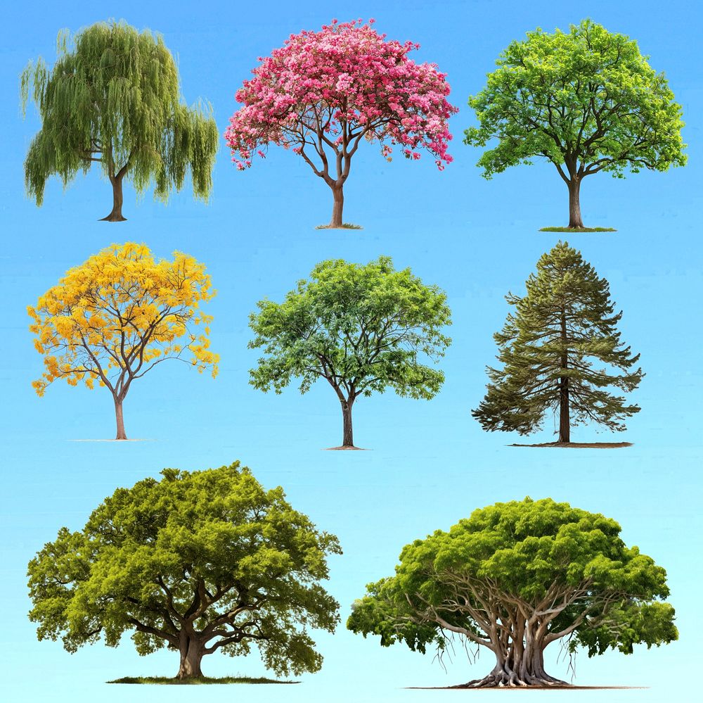 Tree design element set | Free Photo - rawpixel