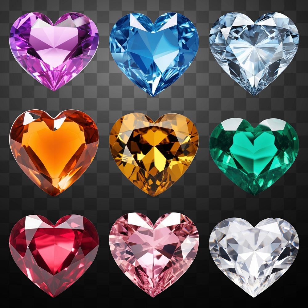Colorful heart-shaped gemstones collection design | Free Photo - rawpixel
