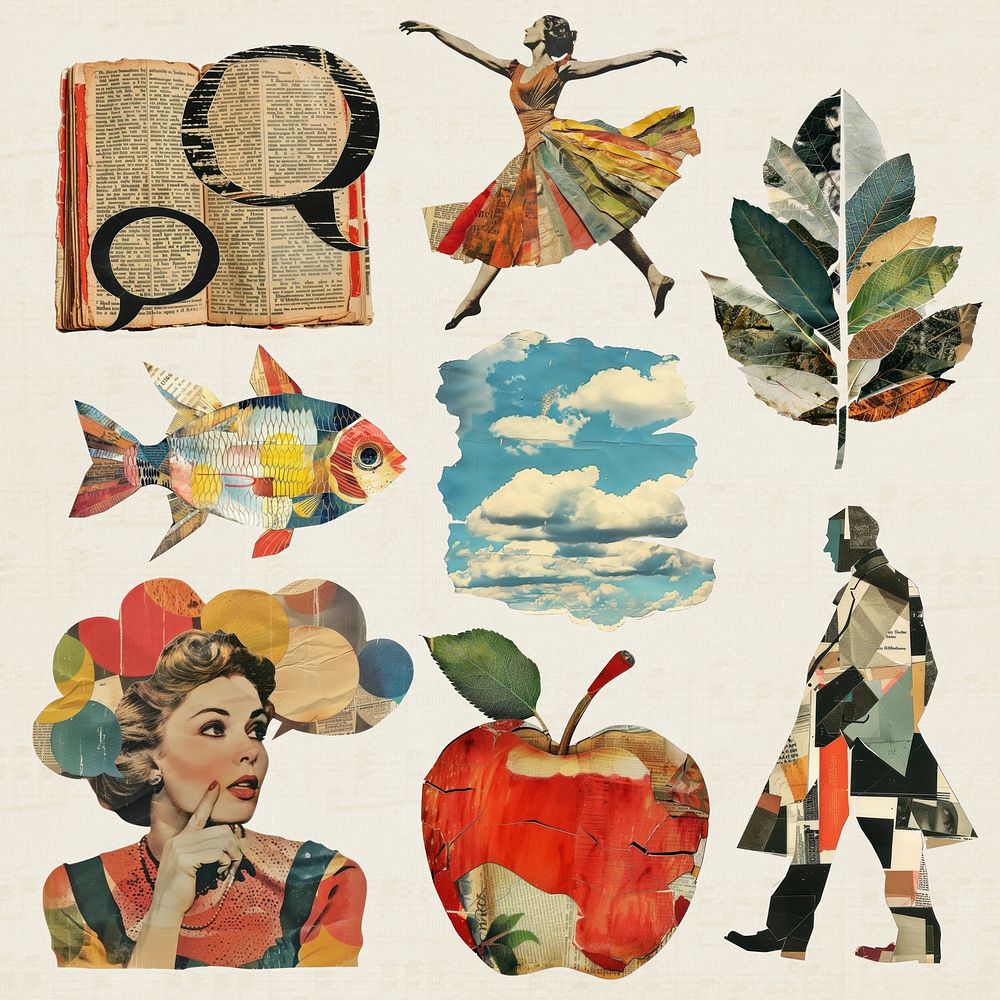 Paper collage design element set | Free Photo - rawpixel