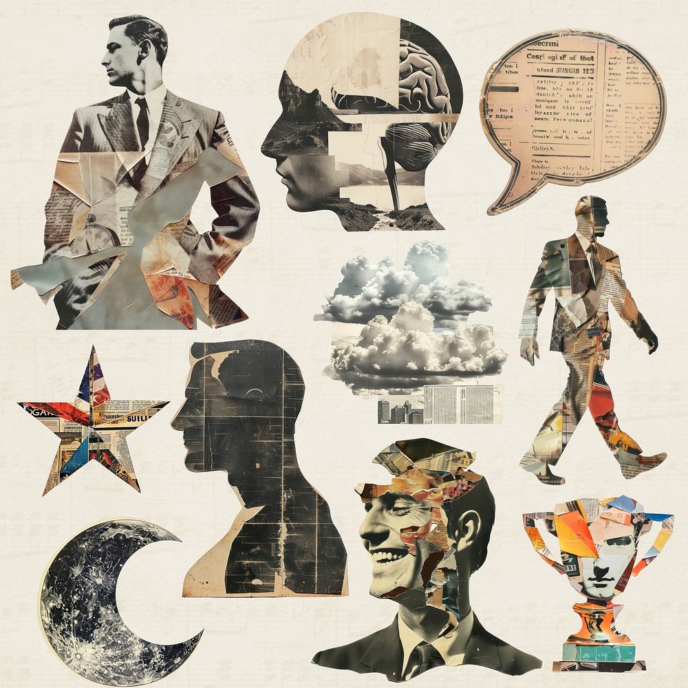 Paper collage design element set | Free Photo - rawpixel