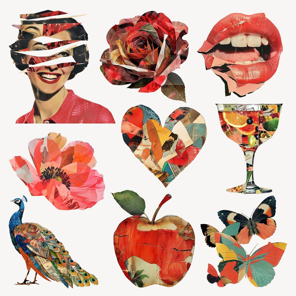 Paper collage design element set | Free Photo - rawpixel