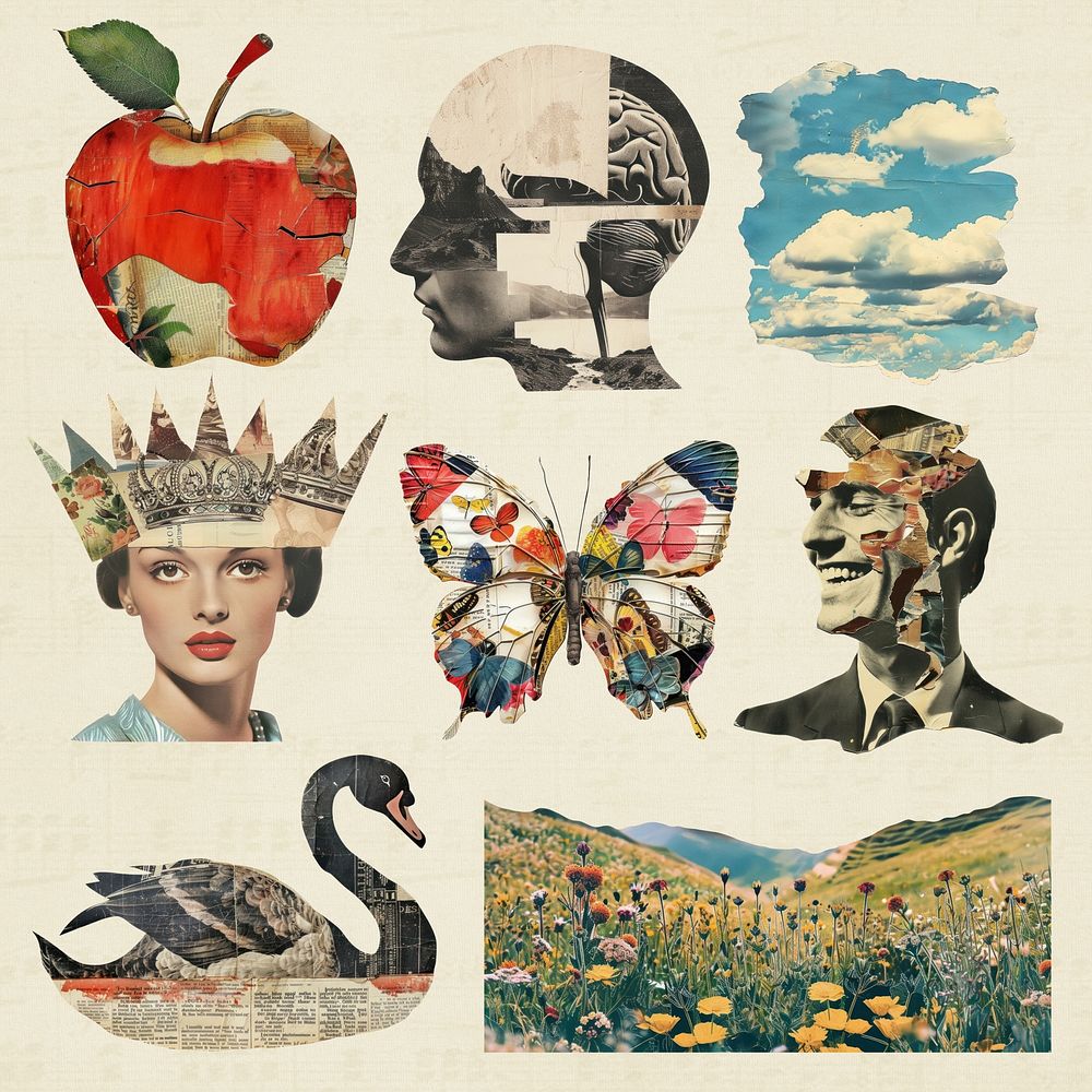 Paper collage design element set | Free Photo - rawpixel