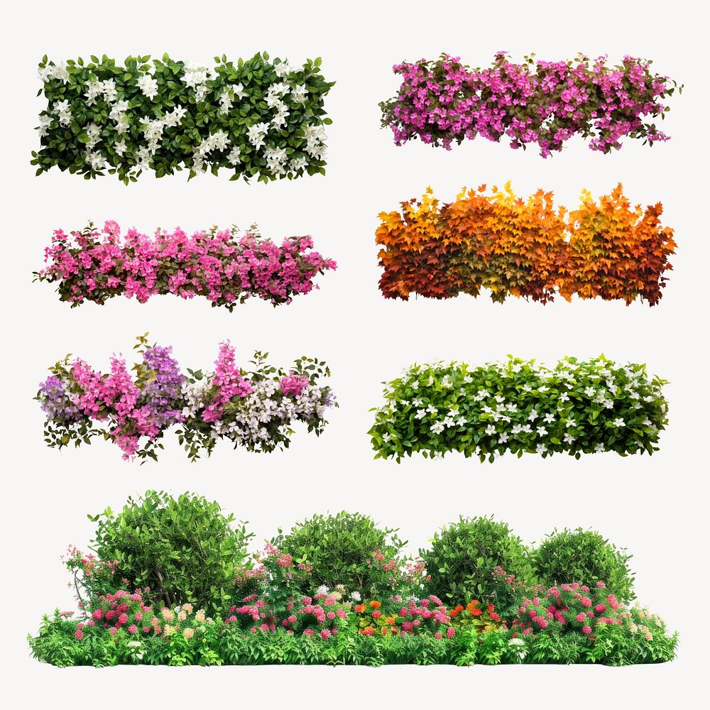 Bushes design element set | Free Photo - rawpixel