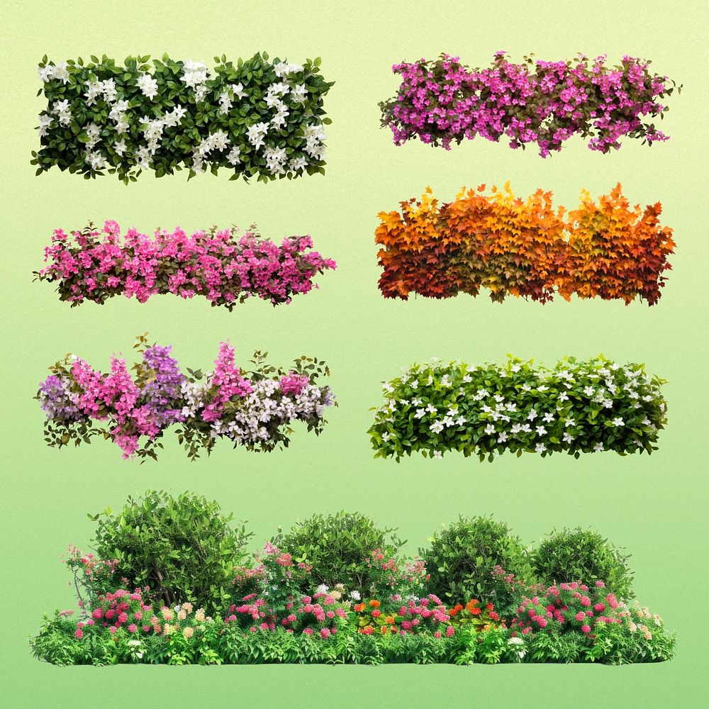 Bushes design element set | Free Photo - rawpixel