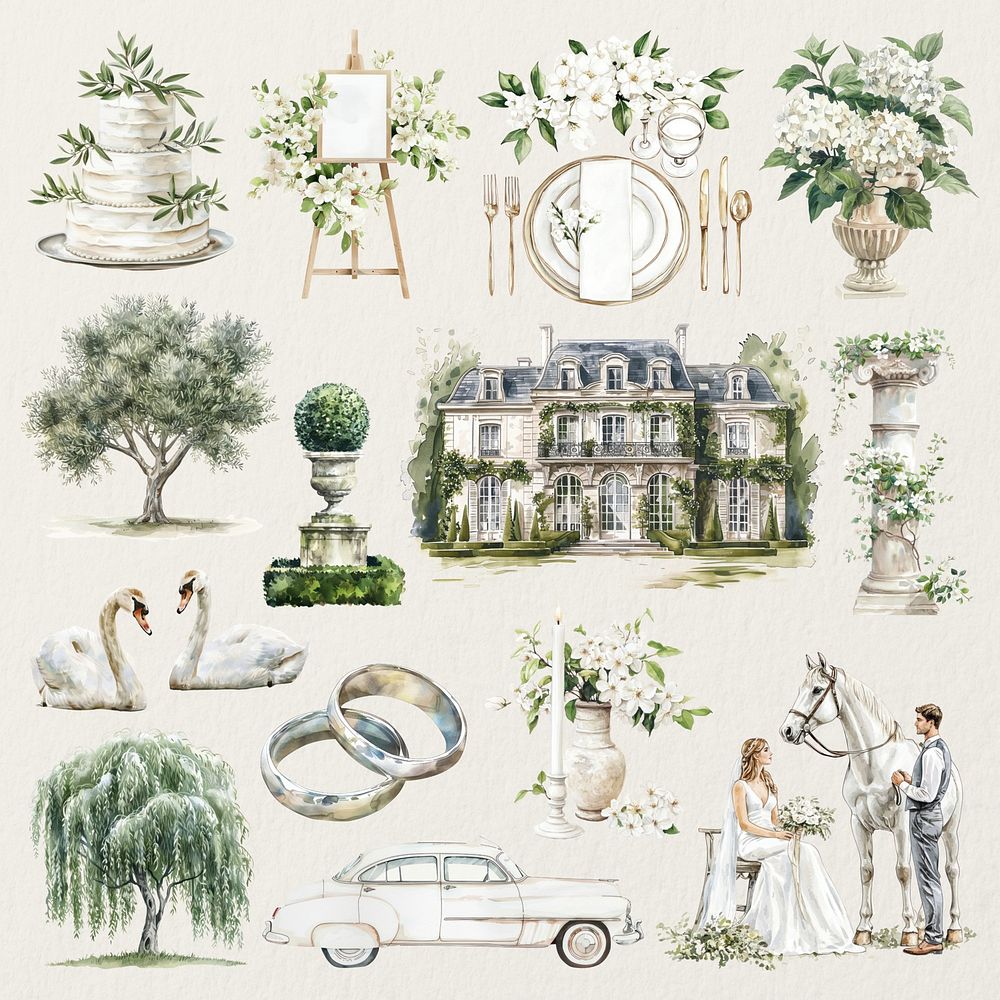 Wedding design element set | Free Photo - rawpixel