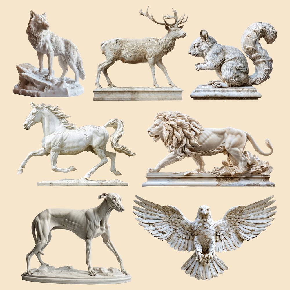 Animal statue design element set | Free Photo - rawpixel