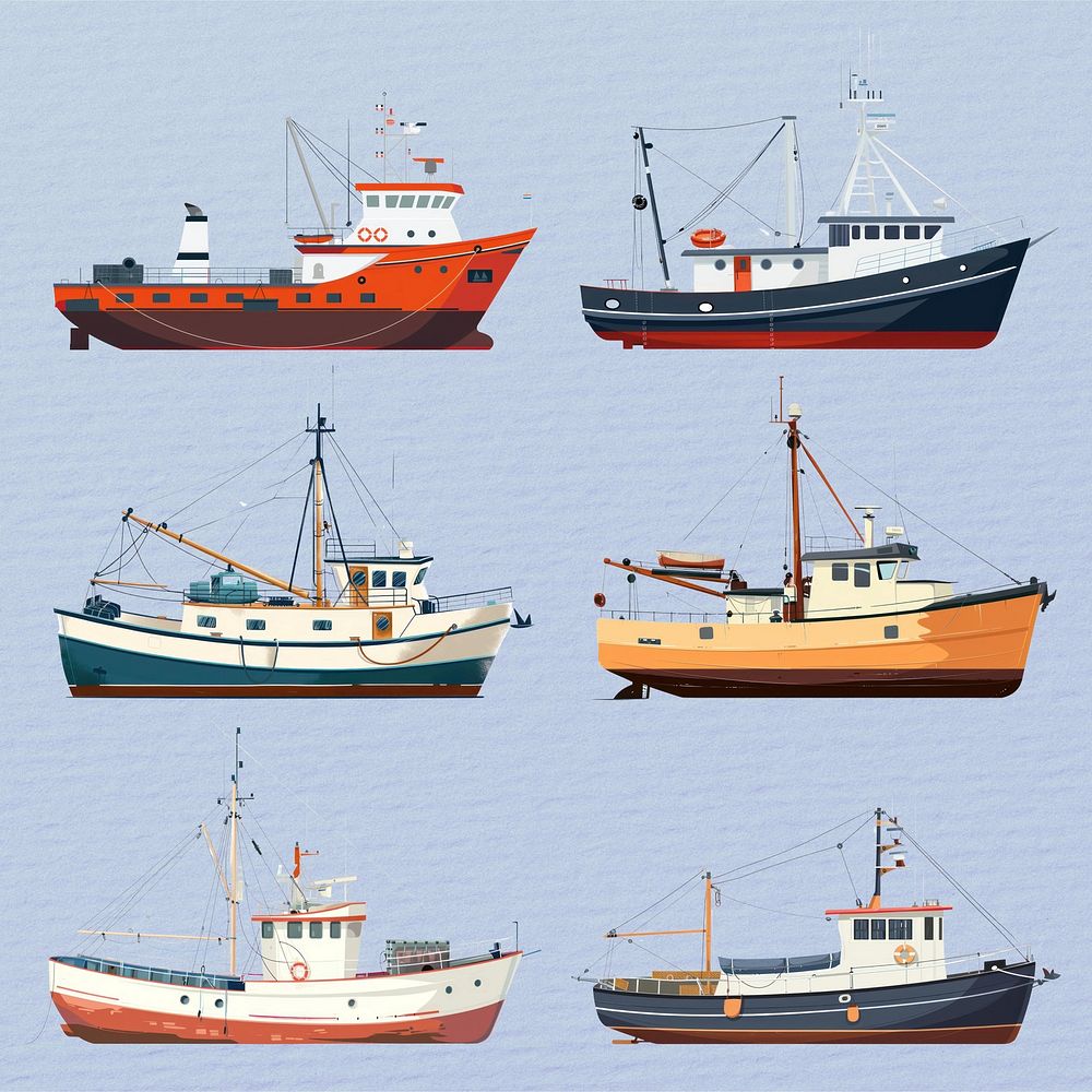 Fishing boat design element set | Free Photo - rawpixel