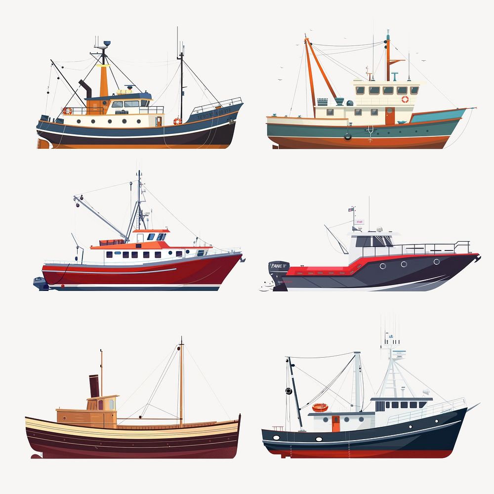 Fishing boat design element set | Free Photo - rawpixel