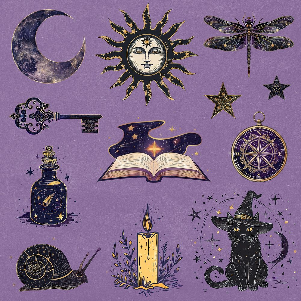 Vintage whimsigoth design element set | Premium Photo - rawpixel