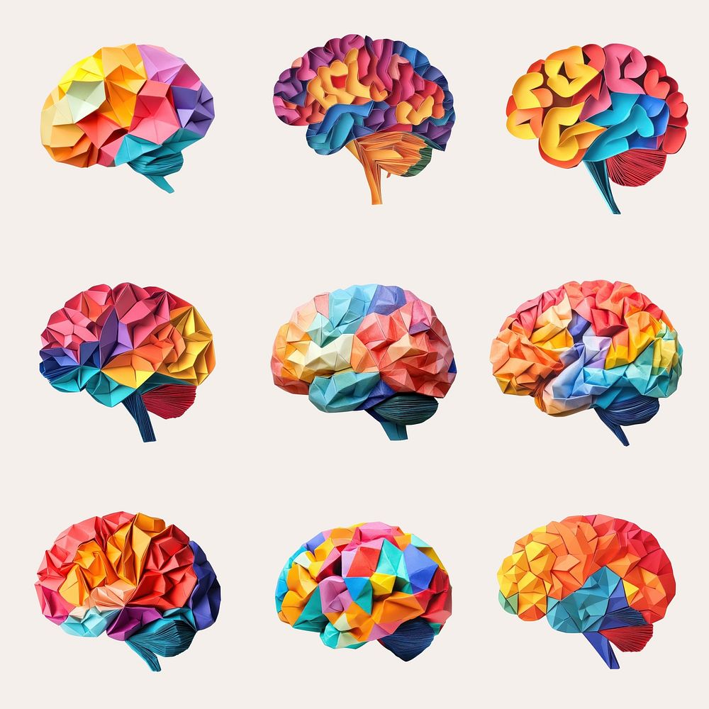 Colorful geometric origami brain design | Free Photo - rawpixel