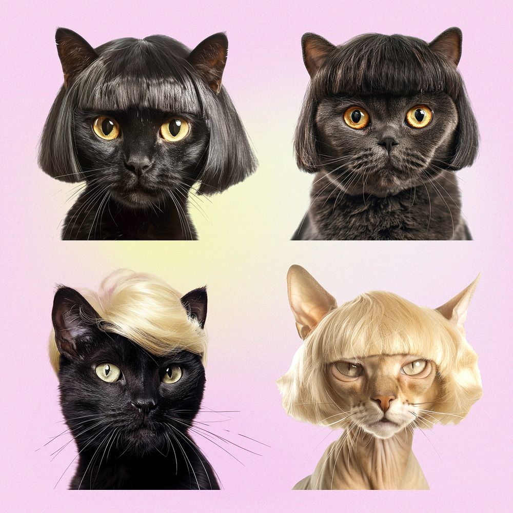Cats wigs design element set | Free Photo - rawpixel