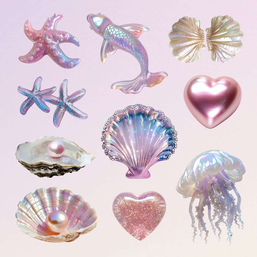 Mermaidcore design element set | Free Photo - rawpixel