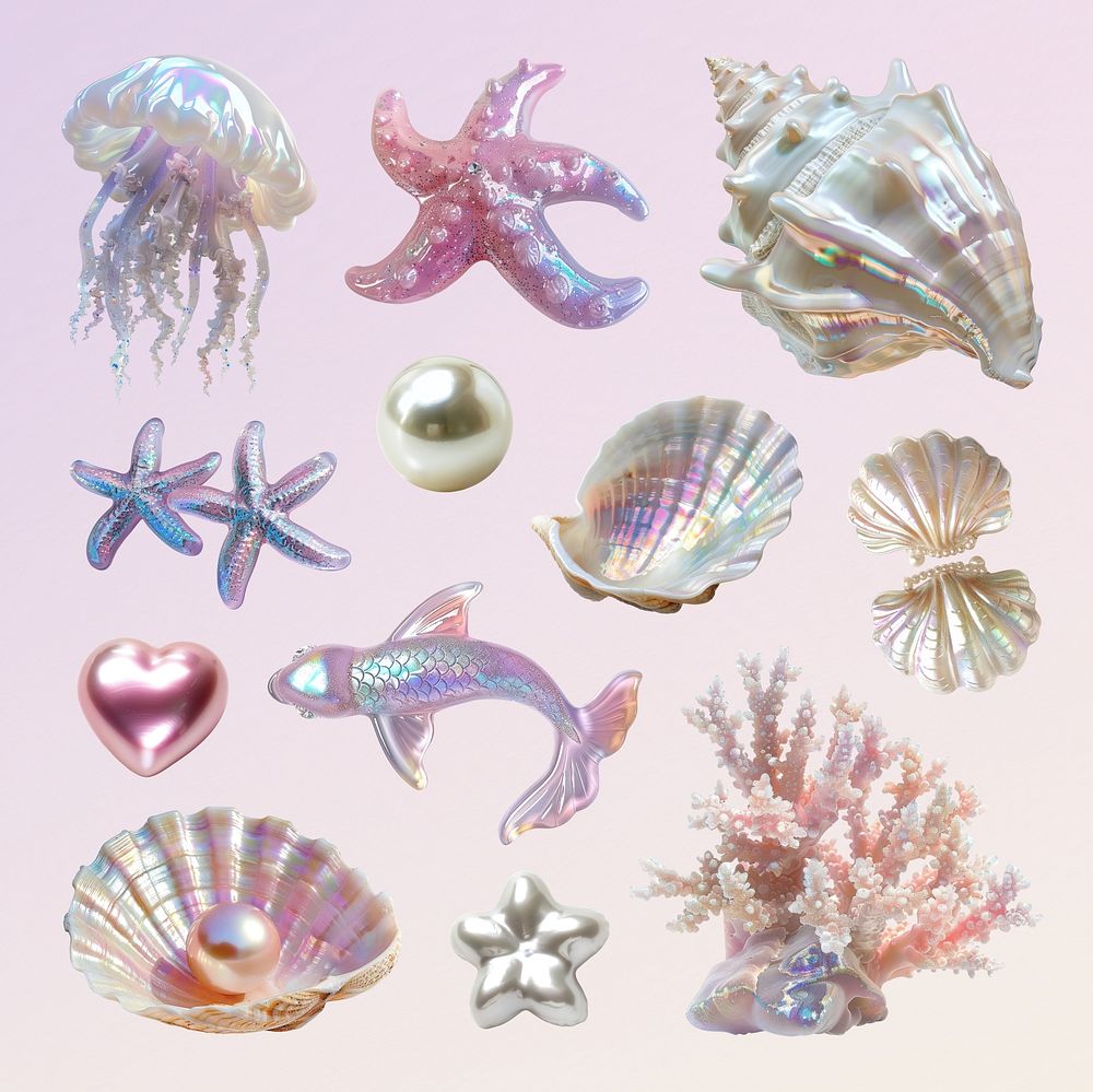 Mermaidcore design element set | Free Photo - rawpixel