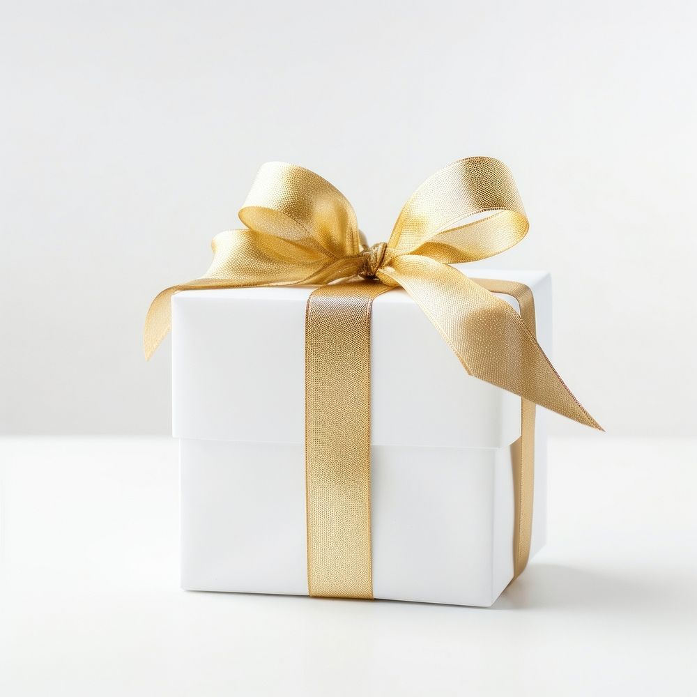 White gift box ribbon gold | Free Photo - rawpixel