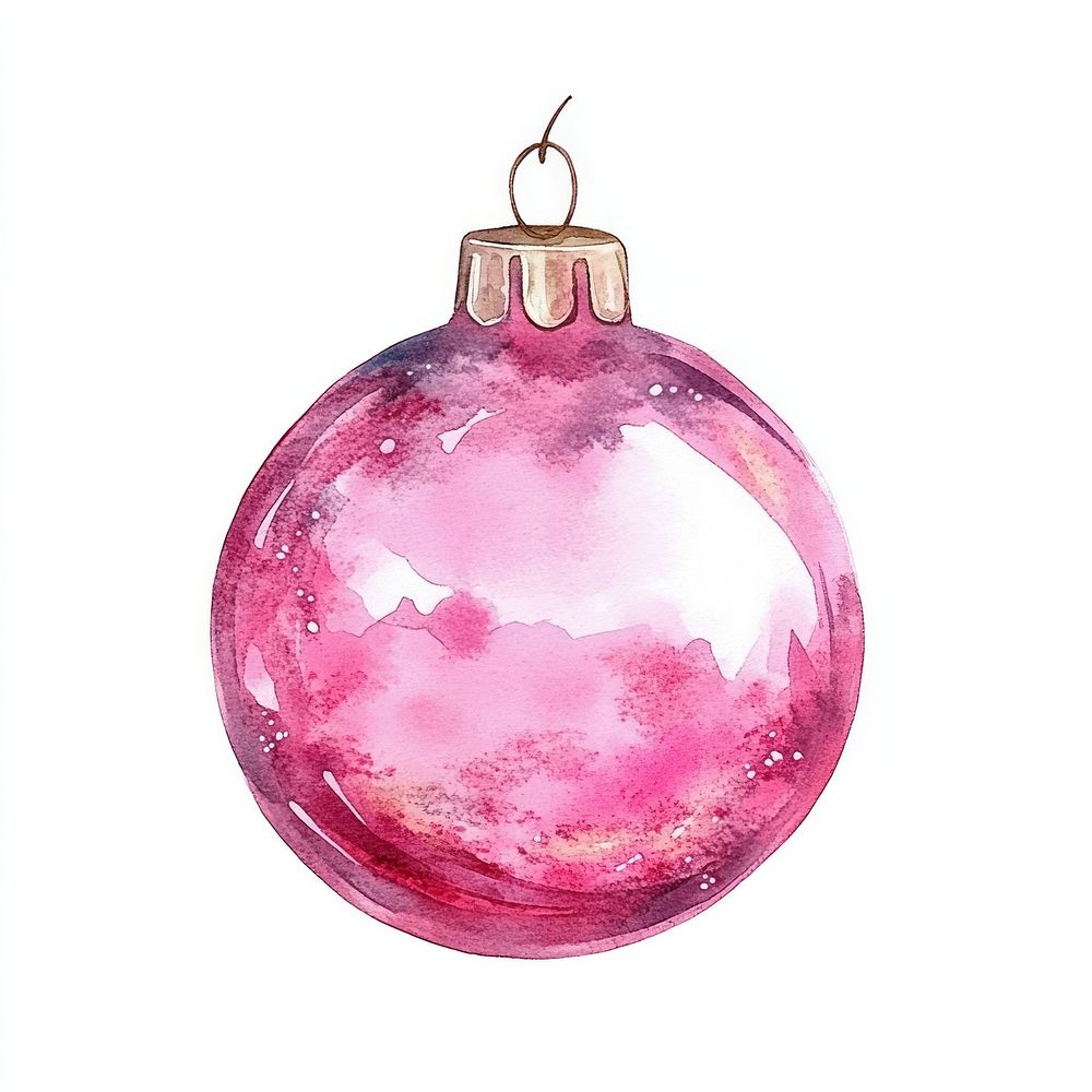 Watercolor pink Christmas ornament | Free Photo Illustration - rawpixel