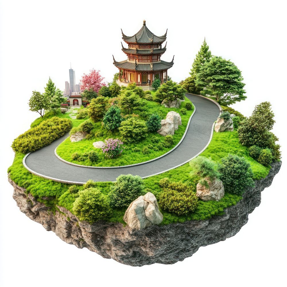 Floating pagoda garden landscape | Free Photo - rawpixel