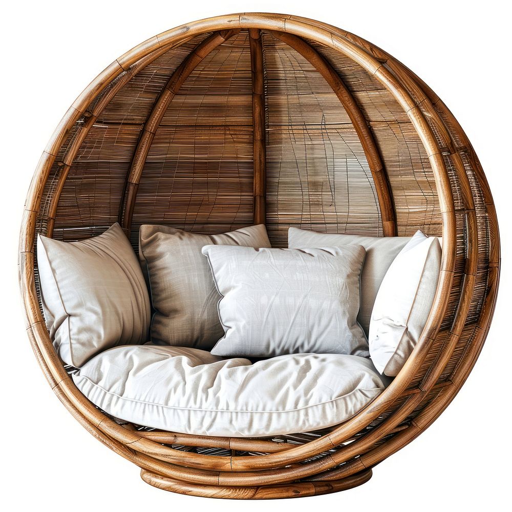 Cozy rattan circular lounge chair | Free Photo - rawpixel