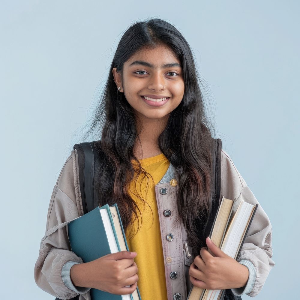 Smiling student holding books | Free Photo - rawpixel