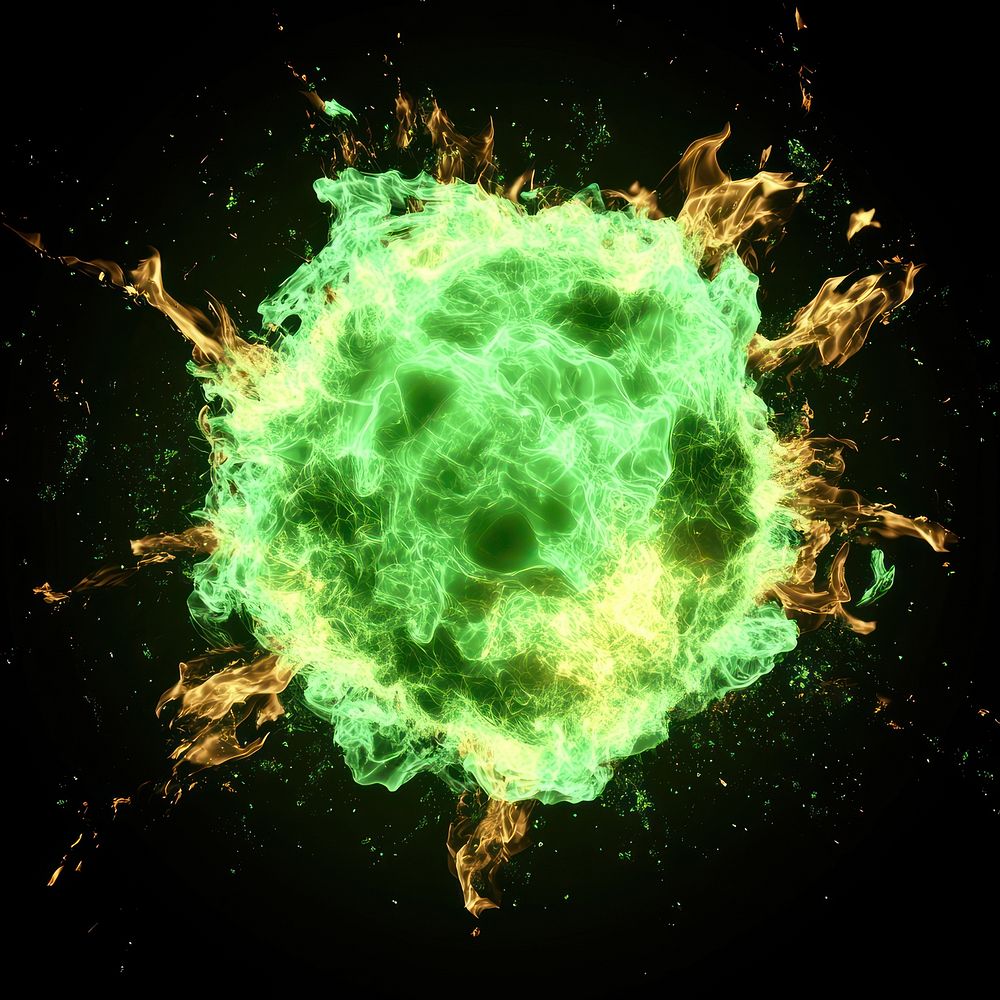 Fiery green energy explosion | Free Photo - rawpixel