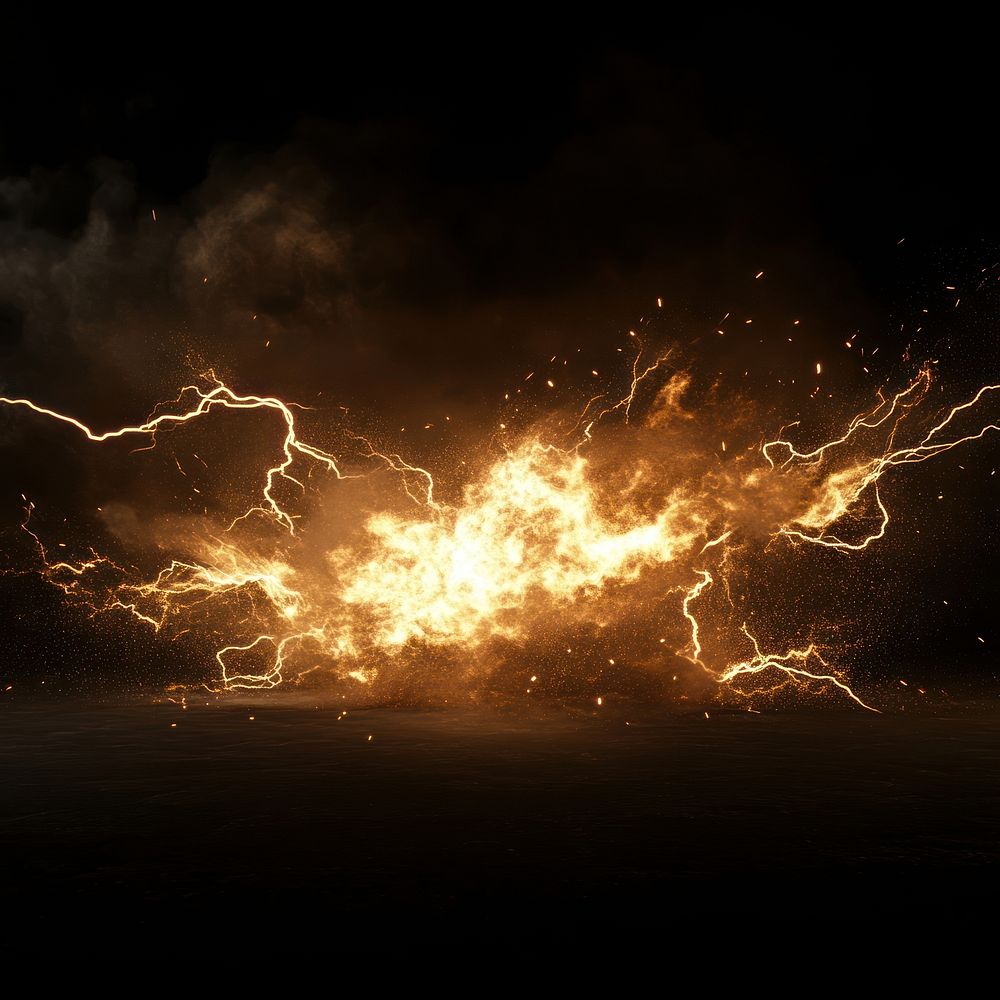 Fiery explosion with lightning bolts | Free Photo - rawpixel