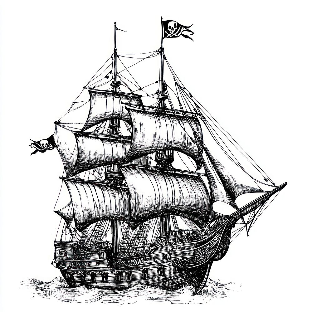 Vintage pirate ship illustration. | Free Photo Illustration - rawpixel