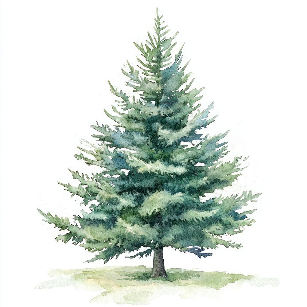 Watercolor evergreen tree illustration | Free Photo Illustration - rawpixel