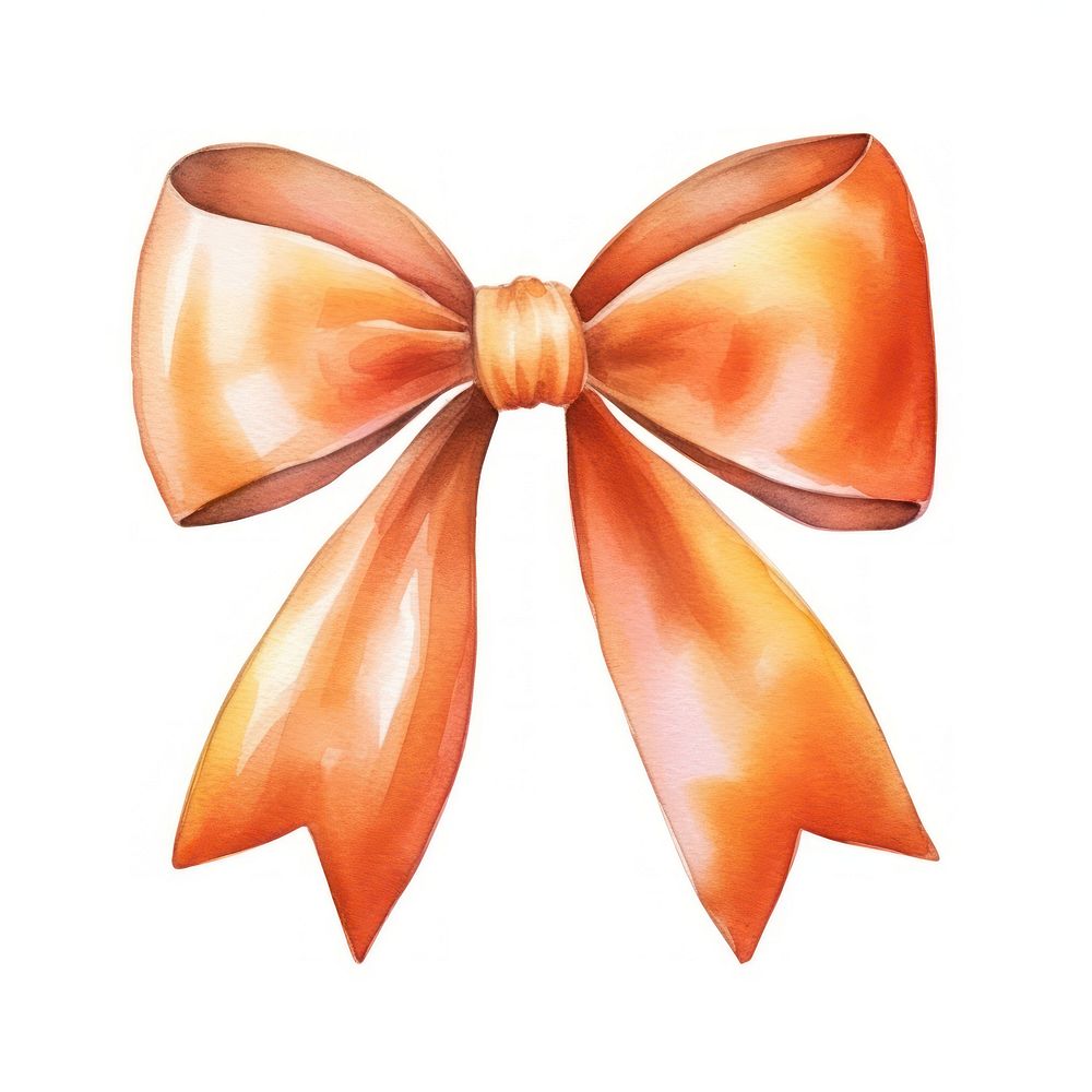 Elegant watercolor orange ribbon bow | Free Photo Illustration - rawpixel