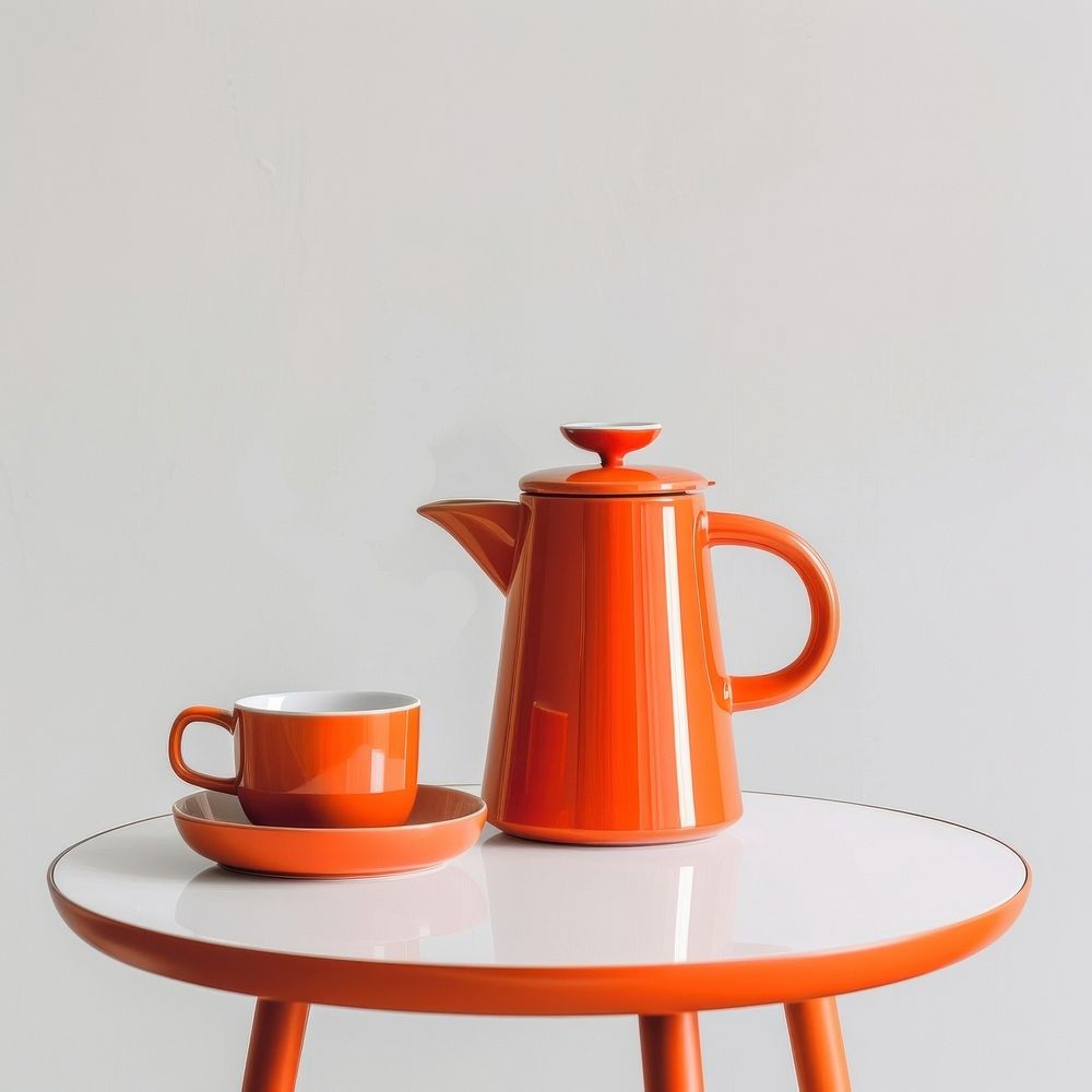 Modern orange teapot and cup | Free Photo - rawpixel