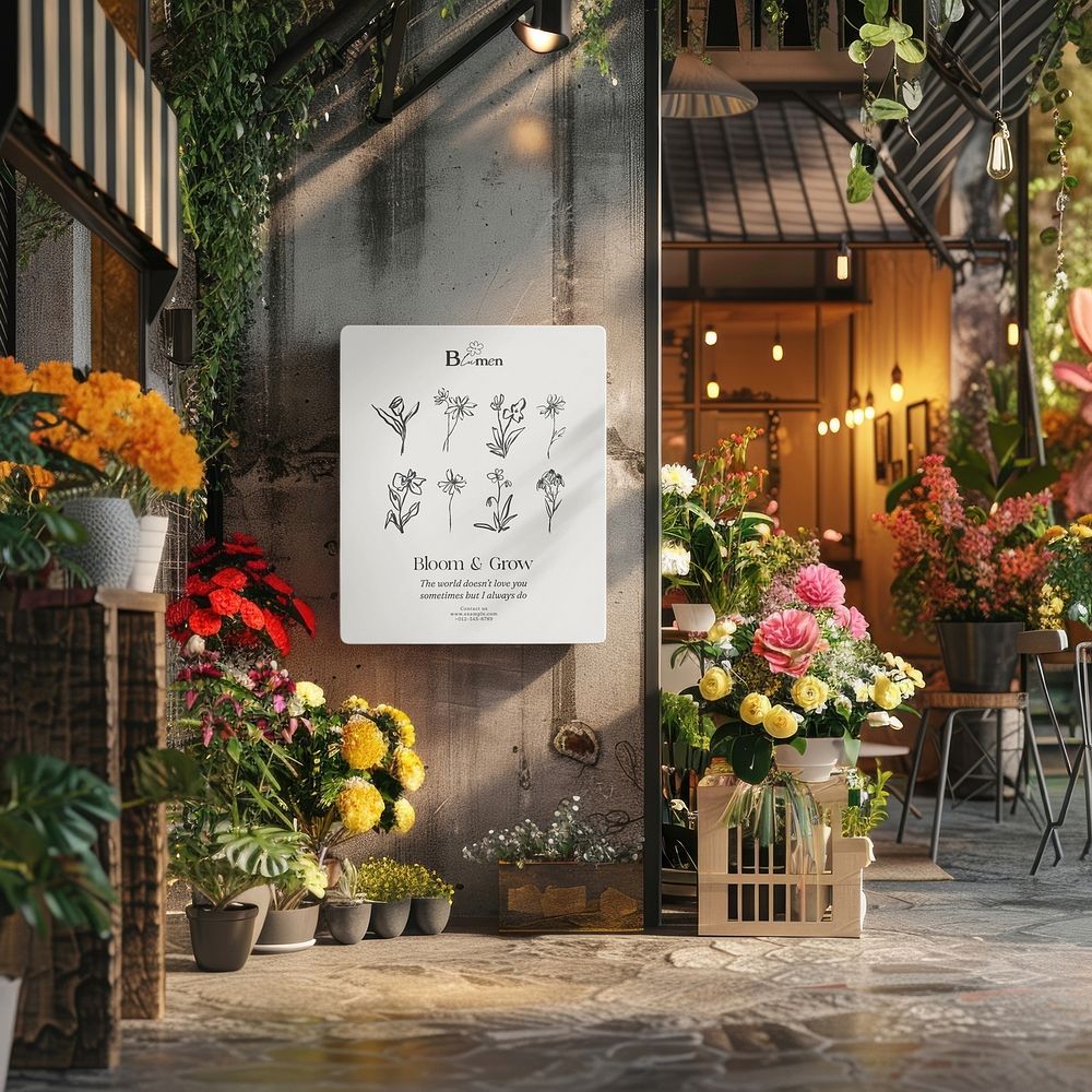 Charming floral shop sign mockup | Premium PSD Mockup - rawpixel