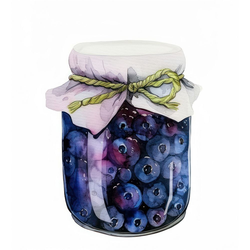 Watercolor blueberry jam jar | Free Photo Illustration - rawpixel