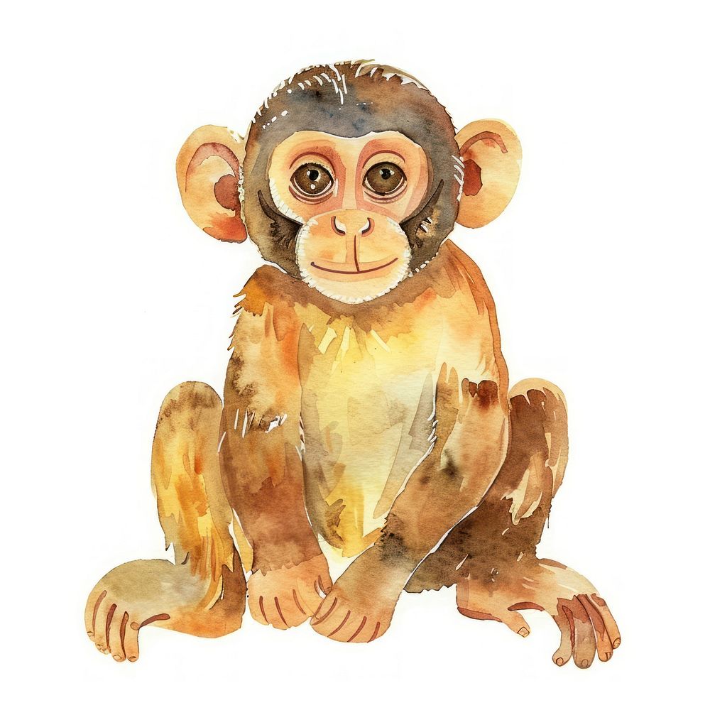 Watercolor baby monkey illustration | Free Photo Illustration - rawpixel