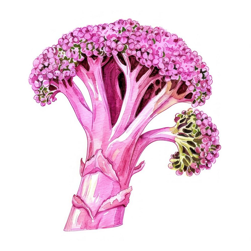 Vibrant pink broccoli illustration art | Free Photo Illustration - rawpixel