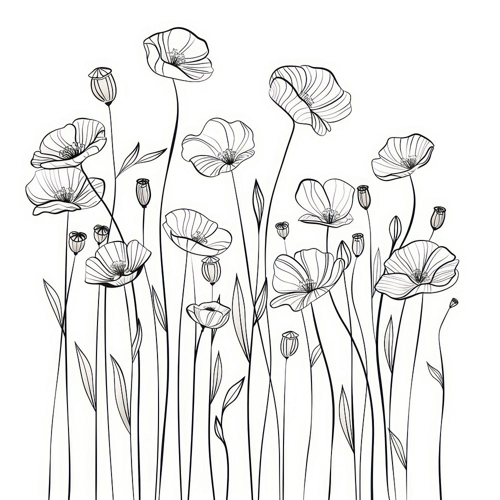 Poppy flower field illustration drawing | Free Photo Illustration ...