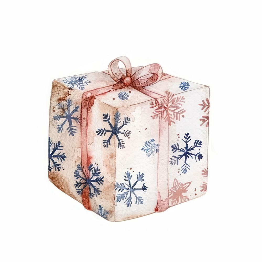 Watercolor snowflake gift box | Free Photo Illustration - rawpixel