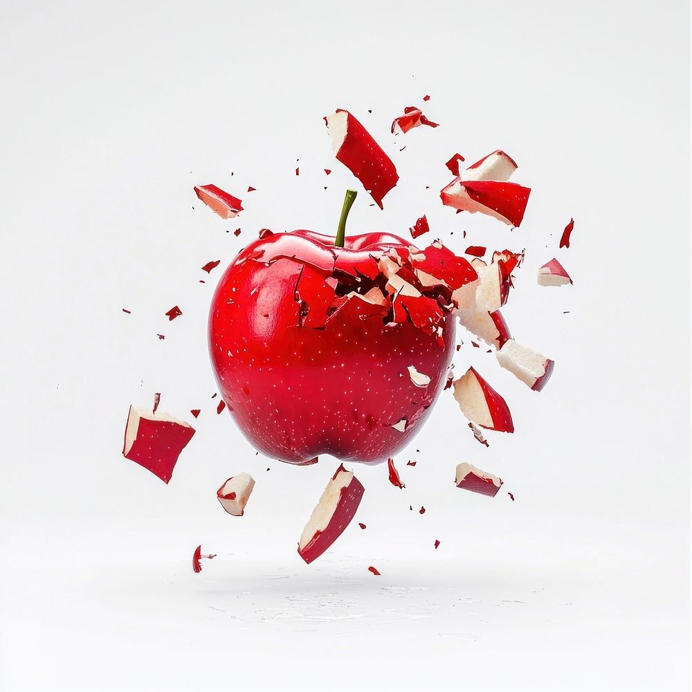 Red Apple apple exploding fragments. | Free Photo - rawpixel
