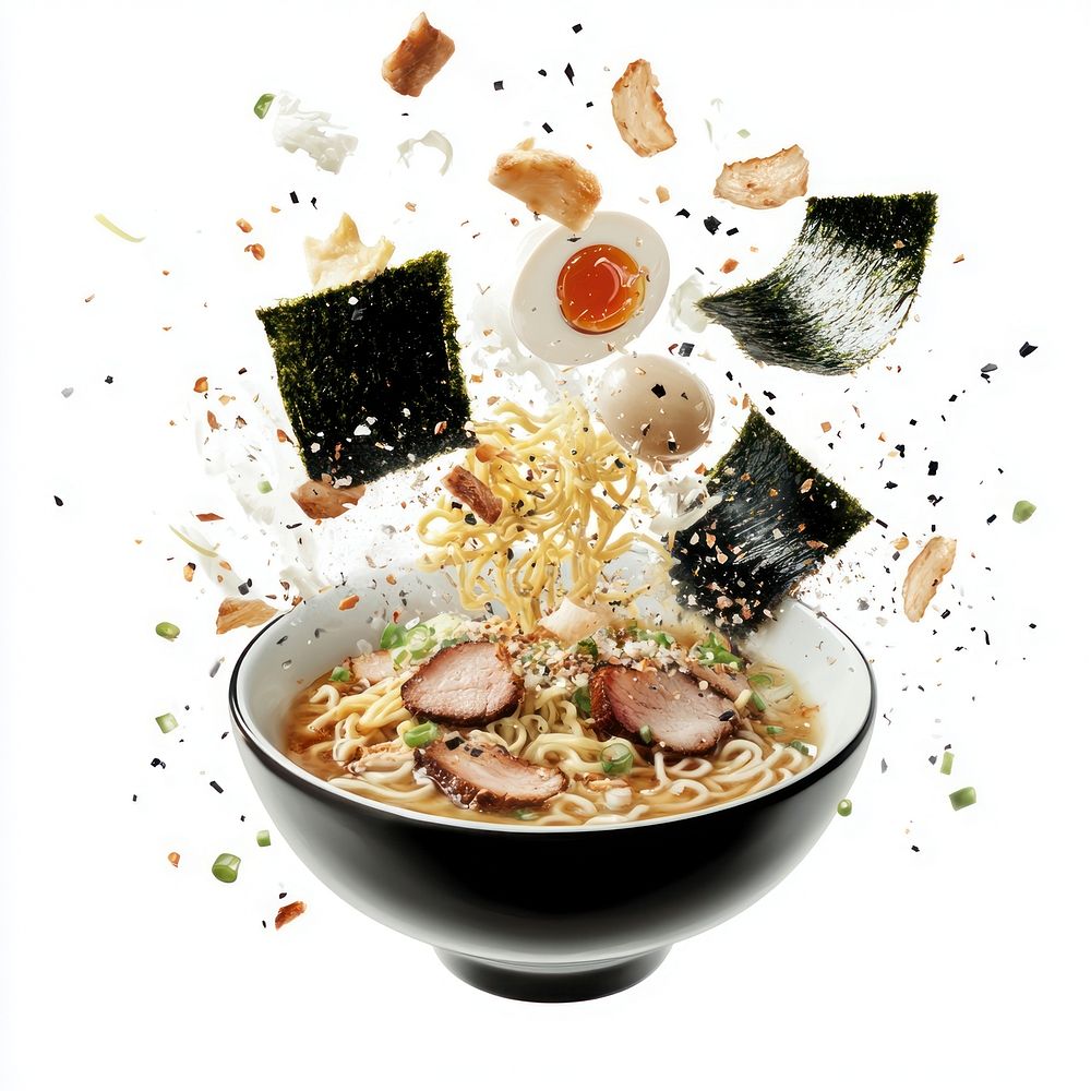 Ramen Bowl noodles bowl explosion | Free Photo - rawpixel