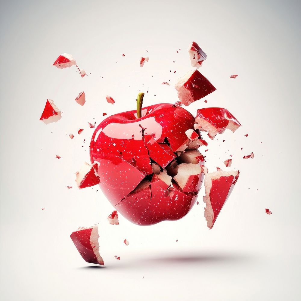 Red Apple apple exploding fragments. | Free Photo - rawpixel