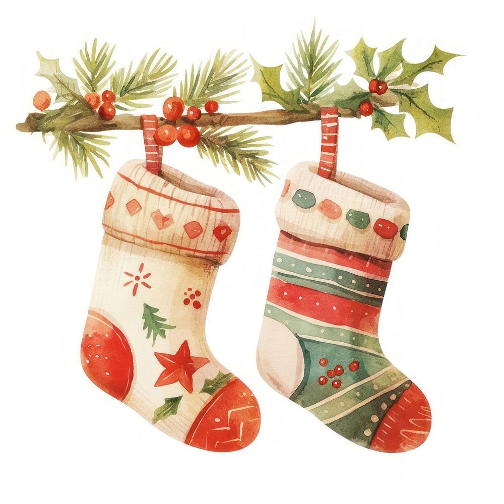 Festive holiday stockings illustration | Free Photo Illustration - rawpixel