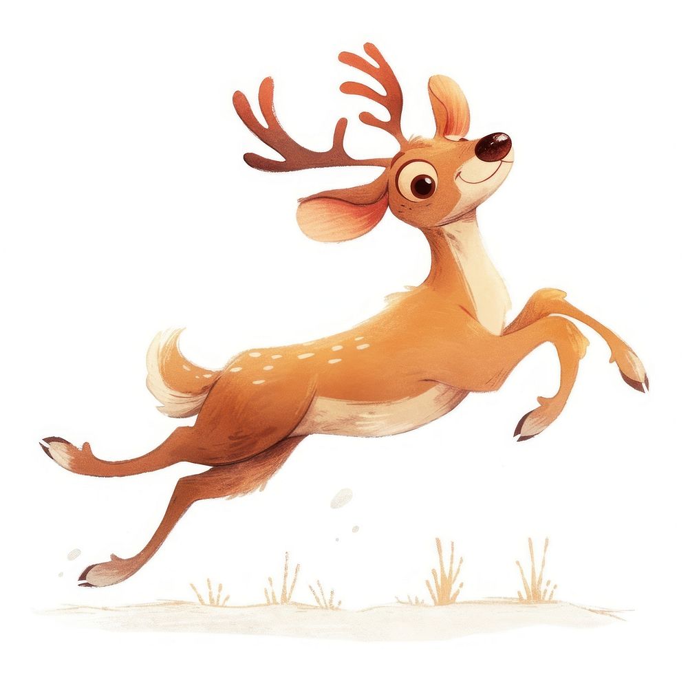 Playful deer cartoon illustration | Free Photo Illustration - rawpixel