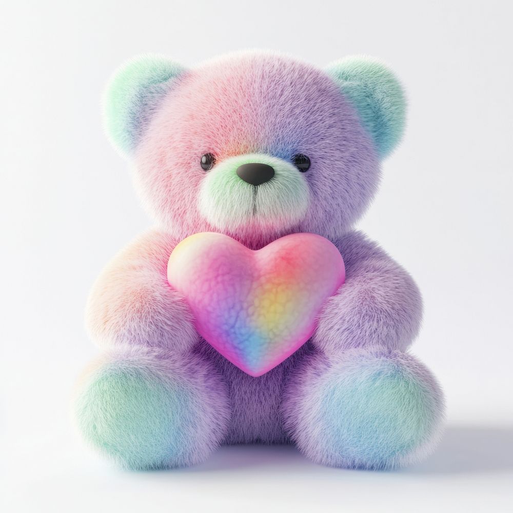 Pastel rainbow teddy bear holding | Free Photo Illustration - rawpixel