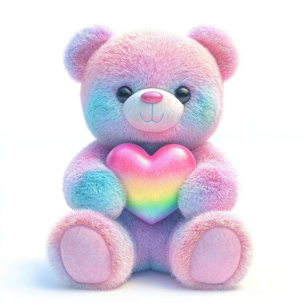 Pastel rainbow teddy bear holding | Free Photo Illustration - rawpixel
