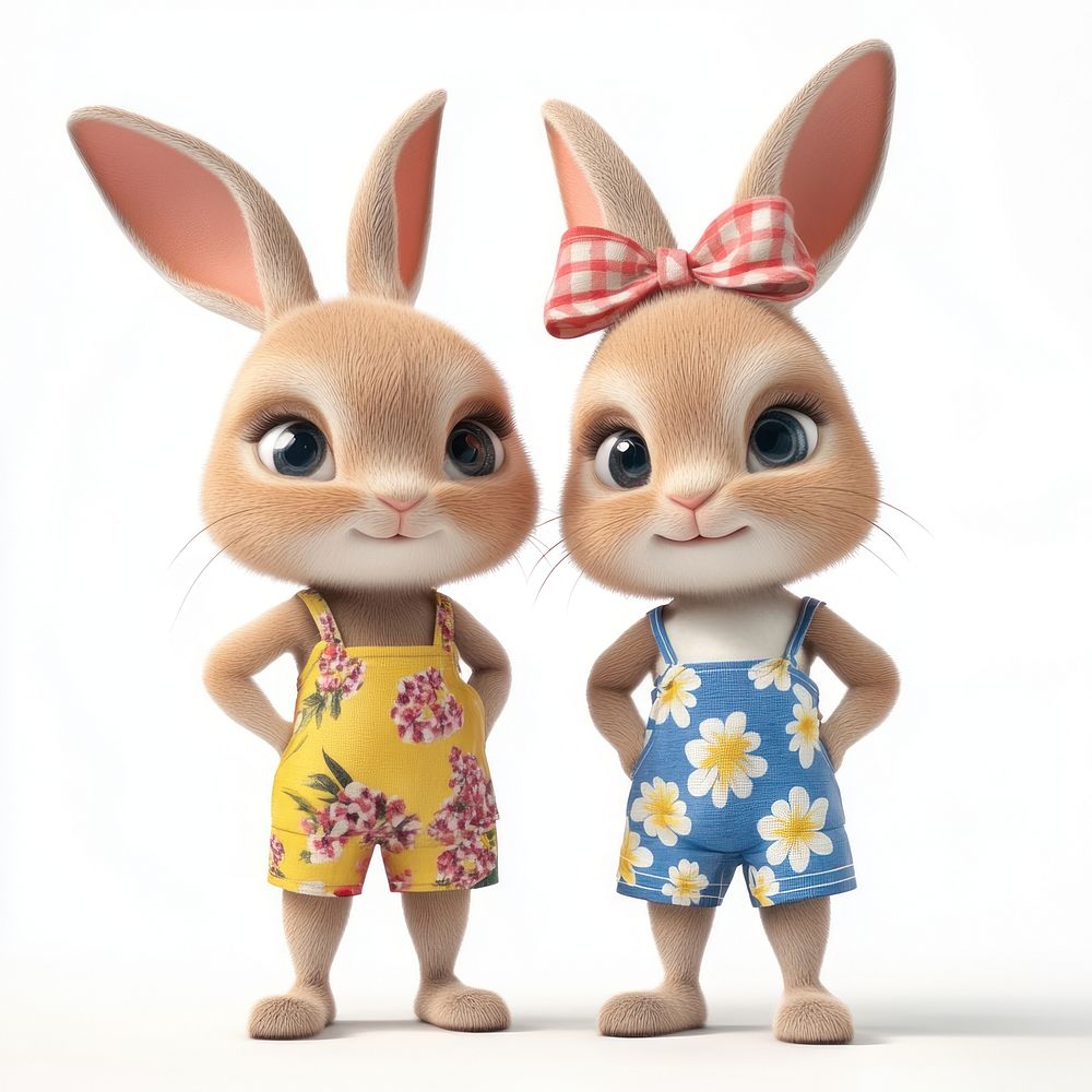 Two cute bunnies animals bunny | Free Photo Illustration - rawpixel
