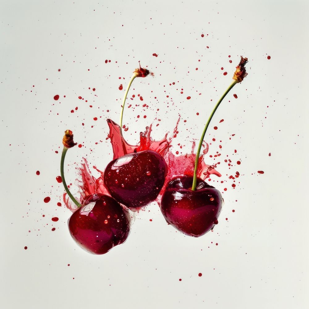 Exploding 3 cherry cherries food | Free Photo - rawpixel