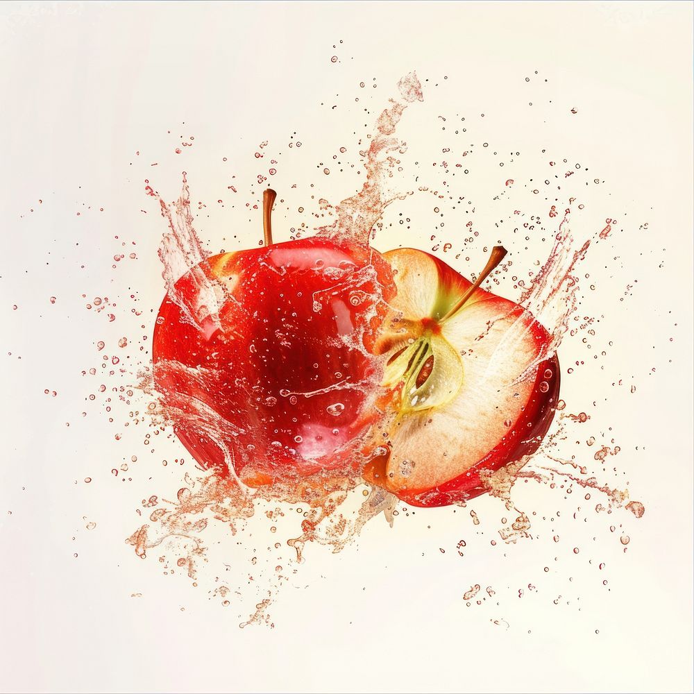 2 apples explosion fruit food | Free Photo - rawpixel